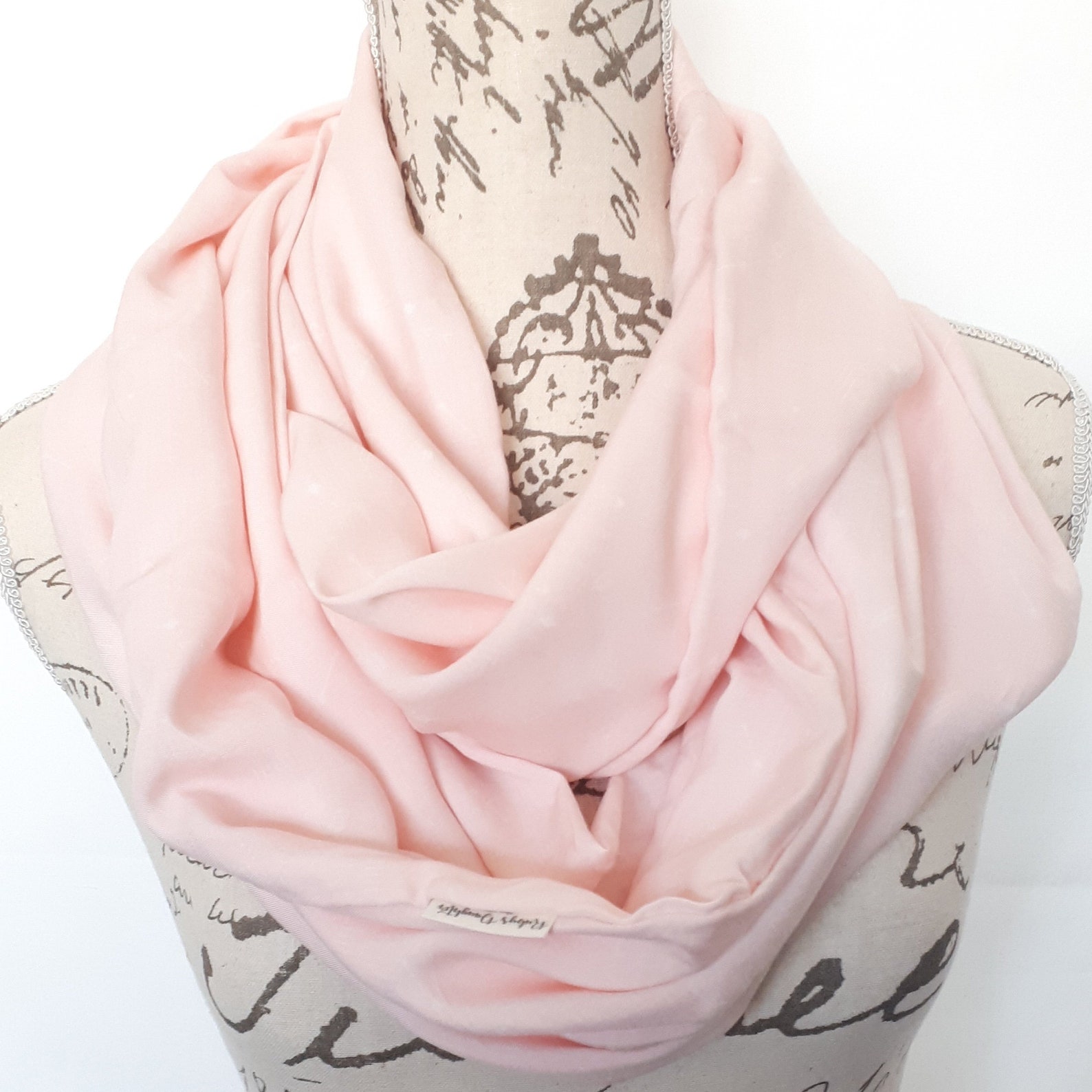 Soft Pink Bamboo and Spandex Infinity Scarf With Hidden Zipper Pocket ...