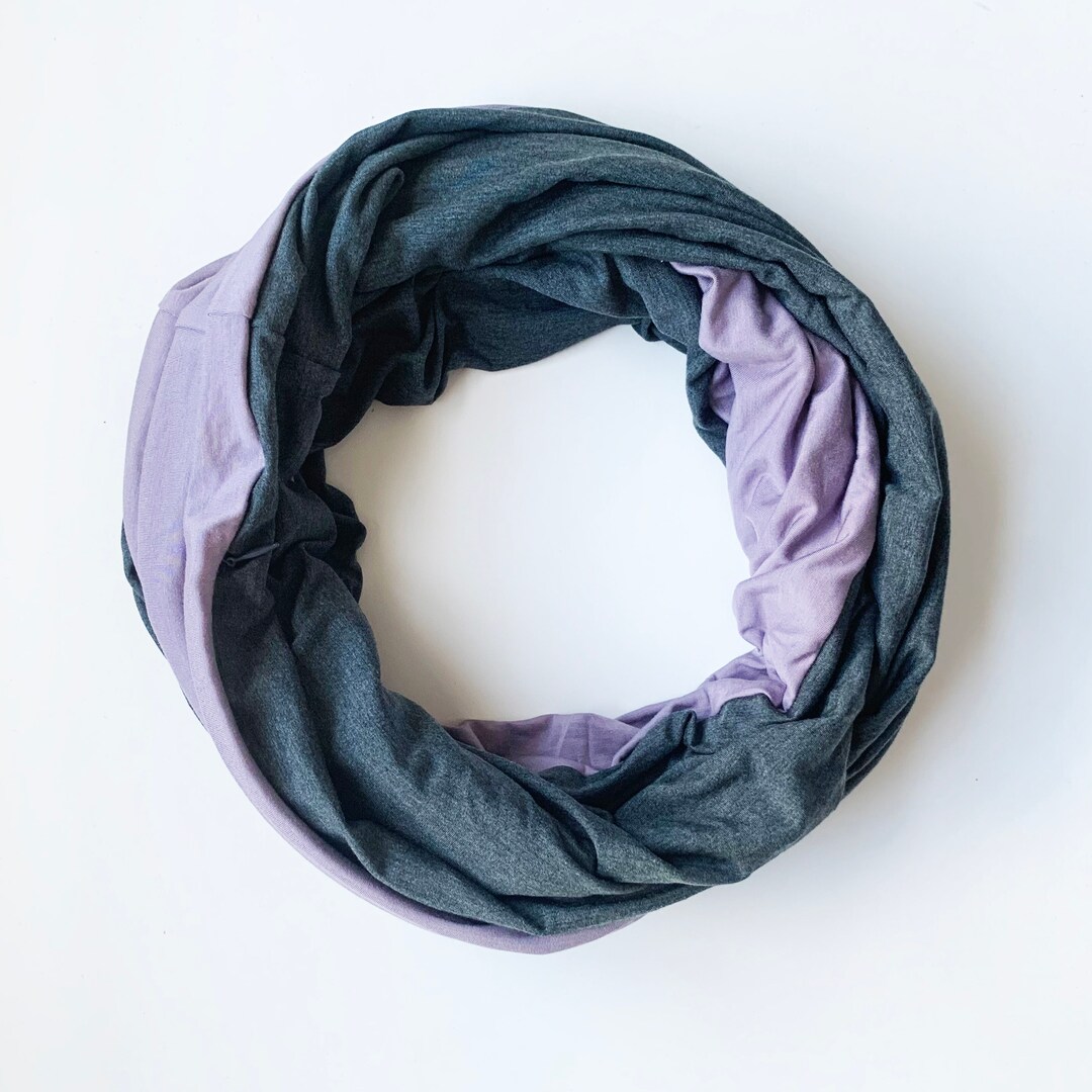 Scarf With Hidden Security Pocket for Valuables. Lilac and Grey ...