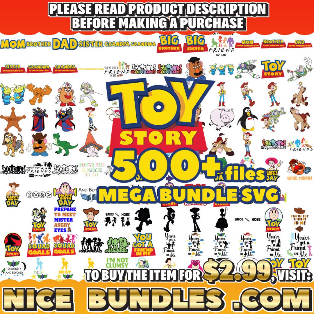 500 Files Toy Story SVG Bundle, Woody Svg Files for Cricut, Toy Story ...