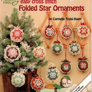 Christmas Ornaments, Cross Stitch, Folded Stars, No Sewing, 19 Pages ...