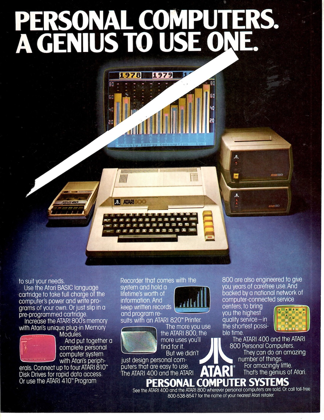 Vintage 1984 Ad Atari 800 Personal Computer, a Far Cry From Today, Hi ...