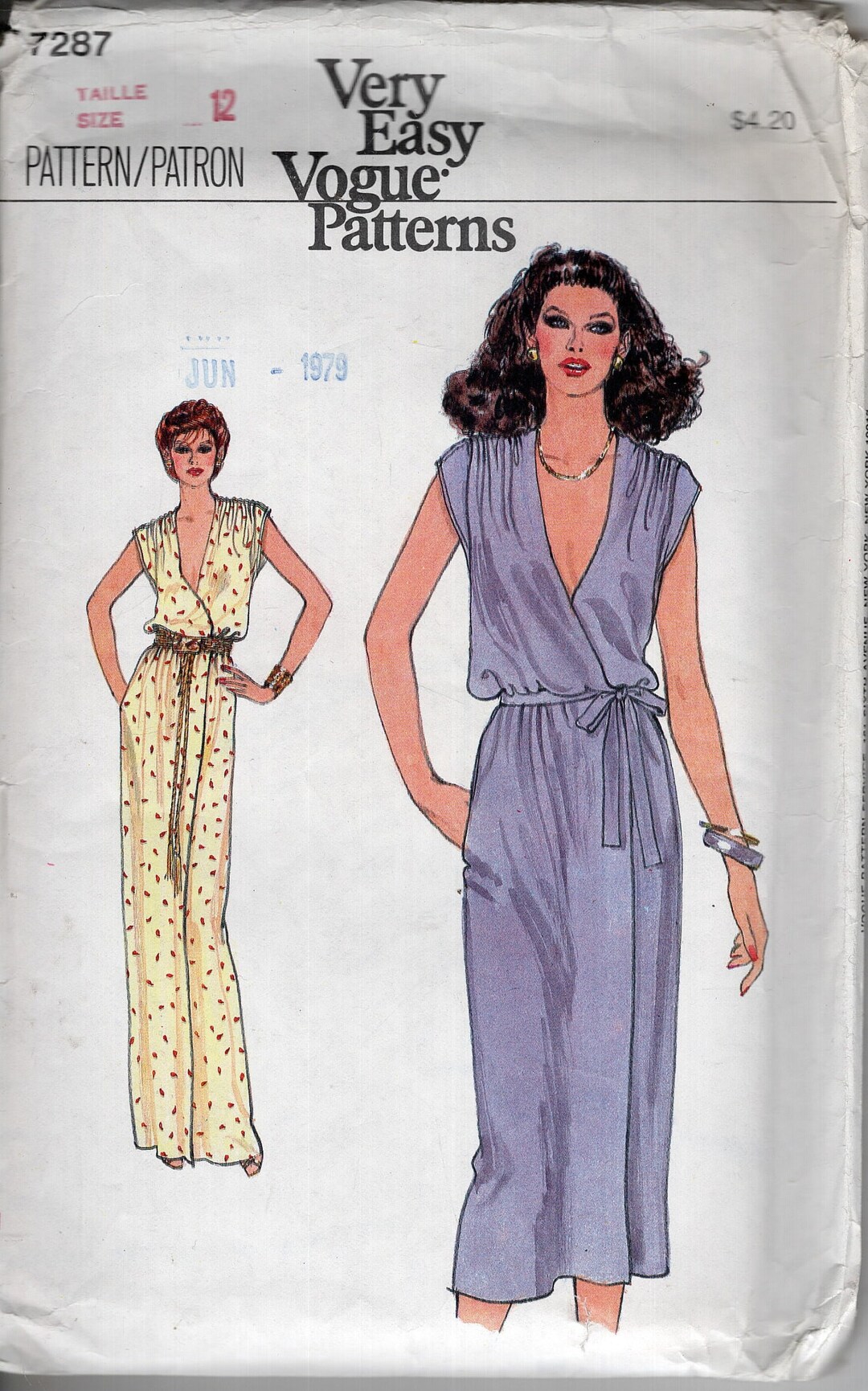 Very Easy Vogue 7287, 1970s, Neatly Cut, Ladies Dress, Size 12, Loose ...