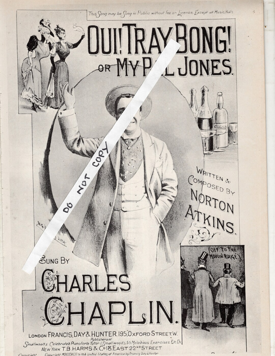 Charlie Chaplin Singer 8 by 11.5 Matted Print Oui Tray Bong, My Pal ...