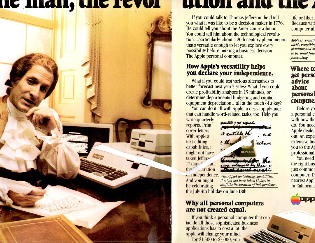 Vintage 1980s Apple Computer, Advertisement, 11 By", 2 Sheets, Splice ...