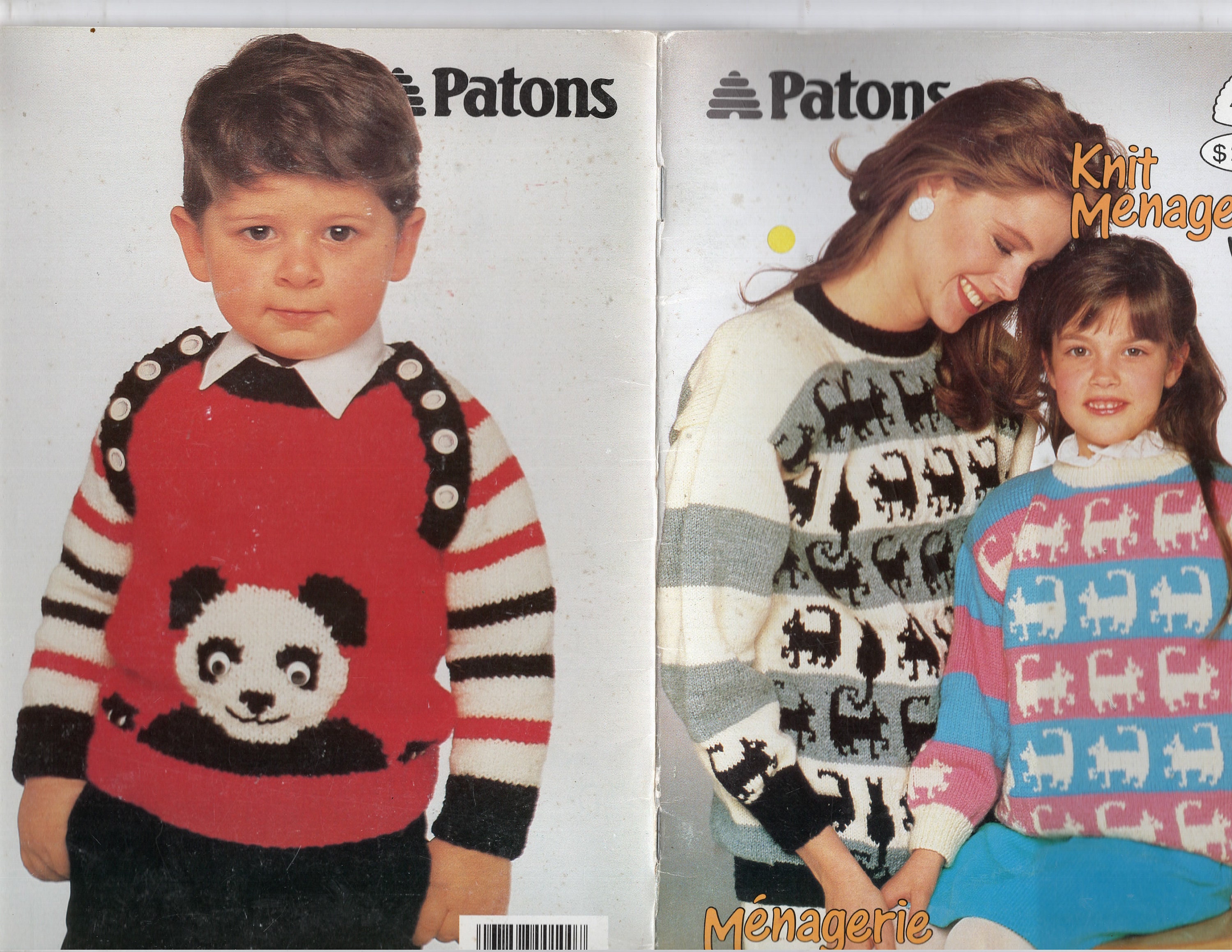 Patons 499 Beehive Animal Picture Sweater Knitting Patterns Dragon Cats ...