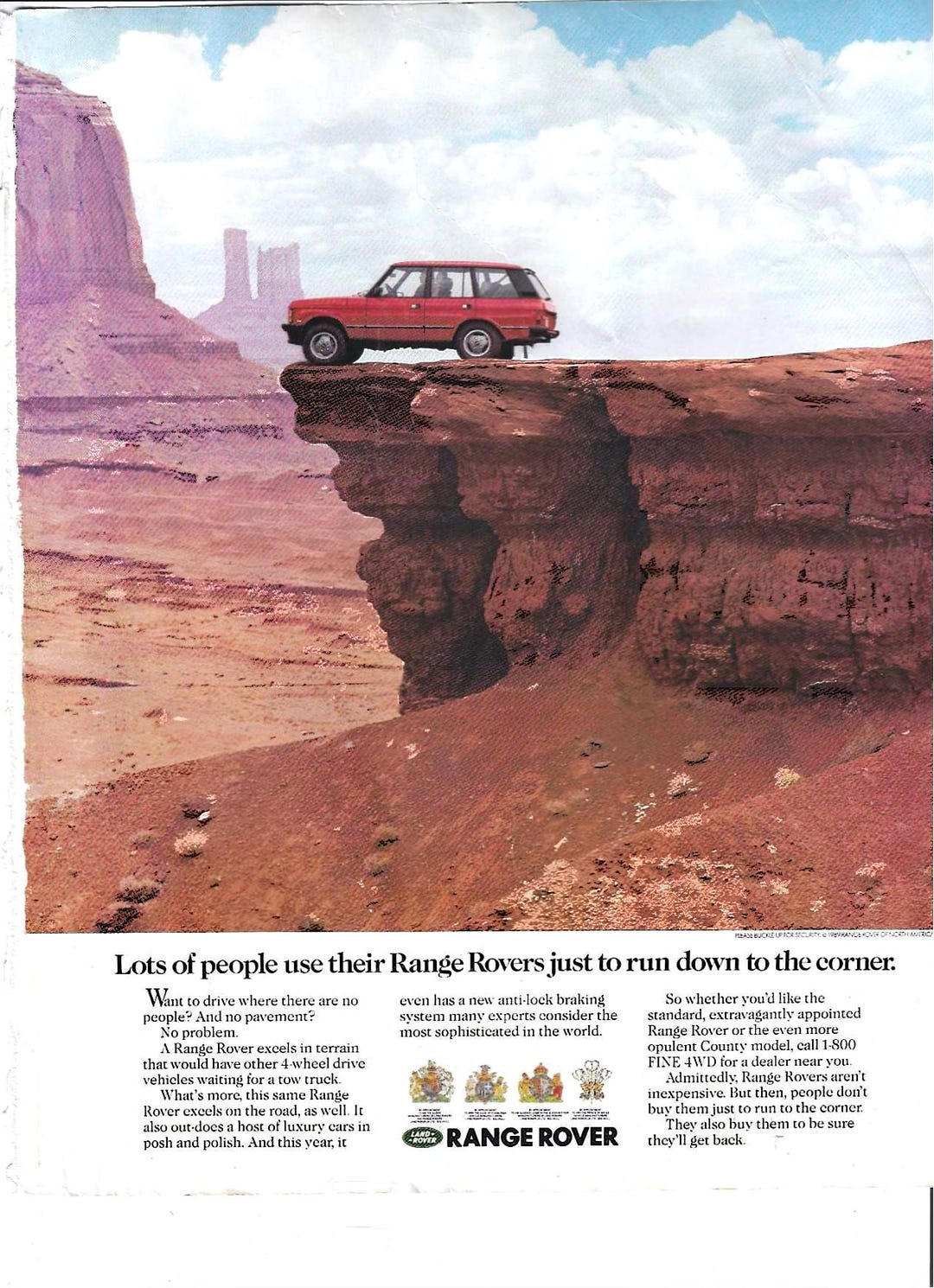 1999 Land Rover, Range Rover Magazine Ad, 9 by 11 Inches, Inside Cover ...