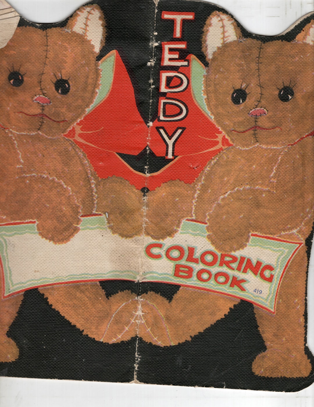 Vintage, Antique 1936, Teddy Coloring Book, Linen Paper, Rag Book, 1936 ...
