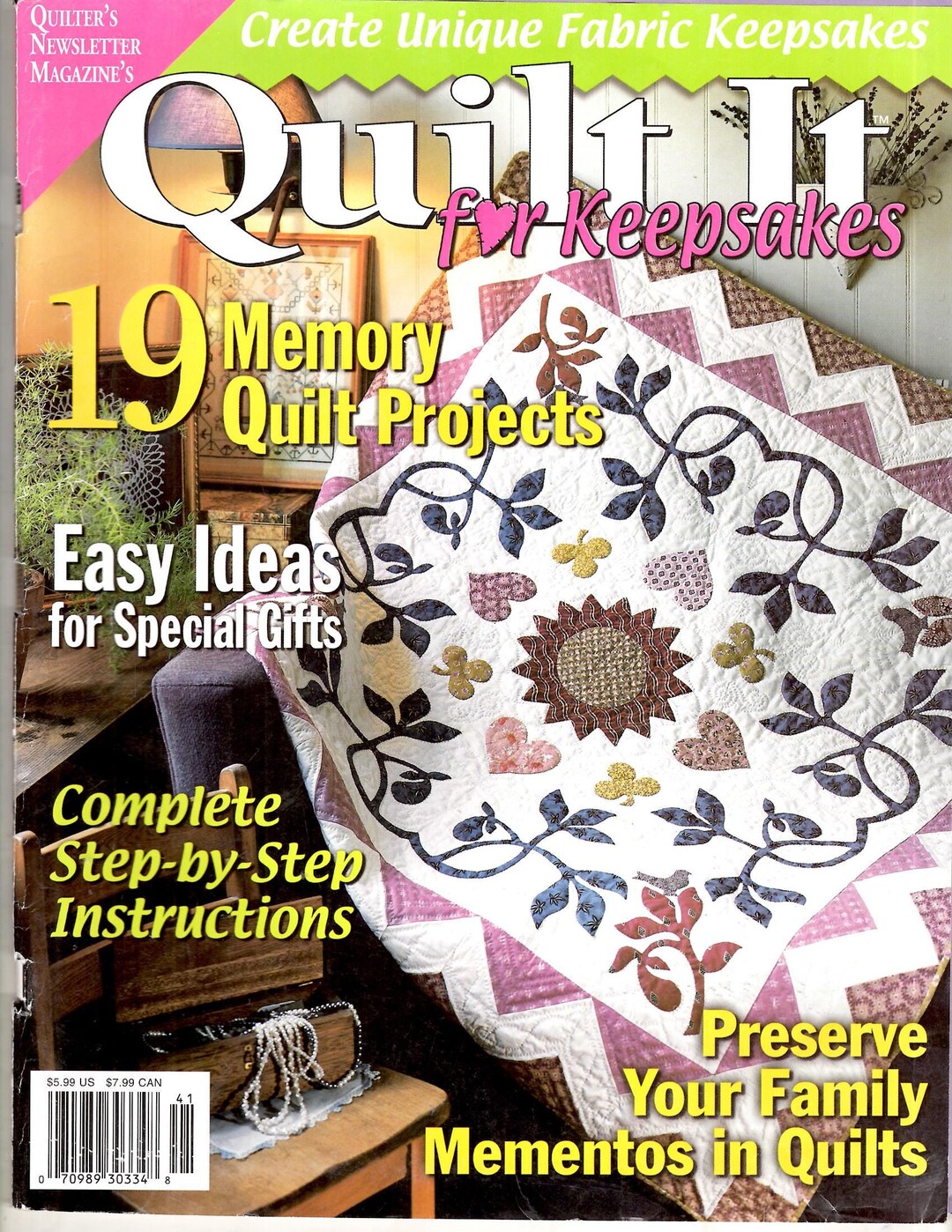 Quilt It, for Keepsakes, 2003, Quilting Magazine, Full Size Patterns ...