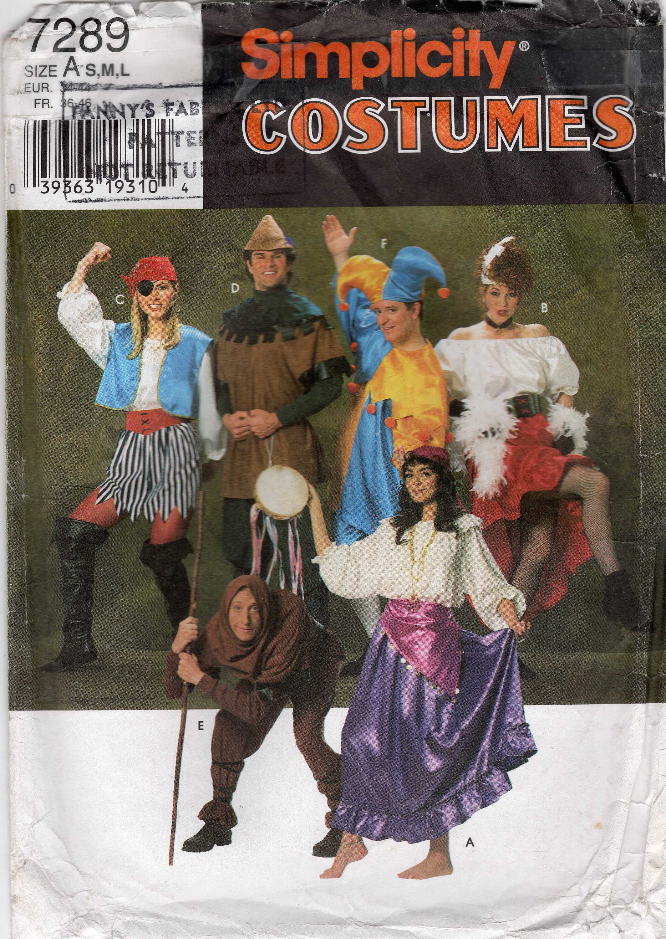 Adult Costume Men Women Sizes S to L Simplicity 7289 Robin - Etsy