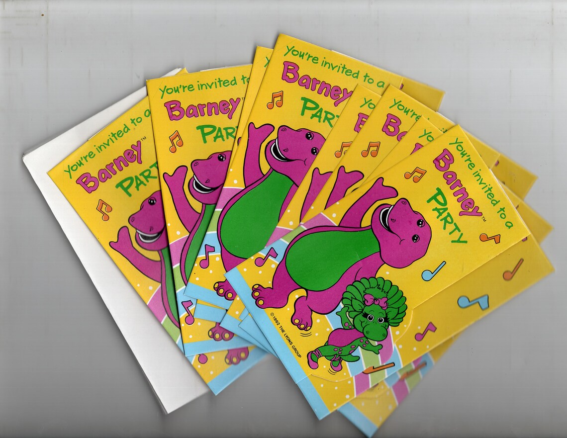 8 Vintage 19892 Barney Party Invitations NEW With - Etsy