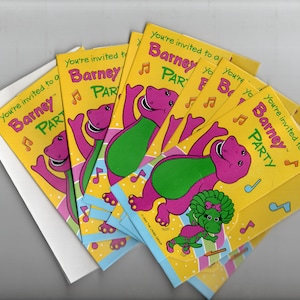 8 Vintage 19892 Barney Party Invitations NEW With - Etsy