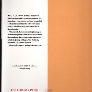 1996, the Bunyans, by Audrey Wood, Hardcover, Dust Jacket, Reinforced ...