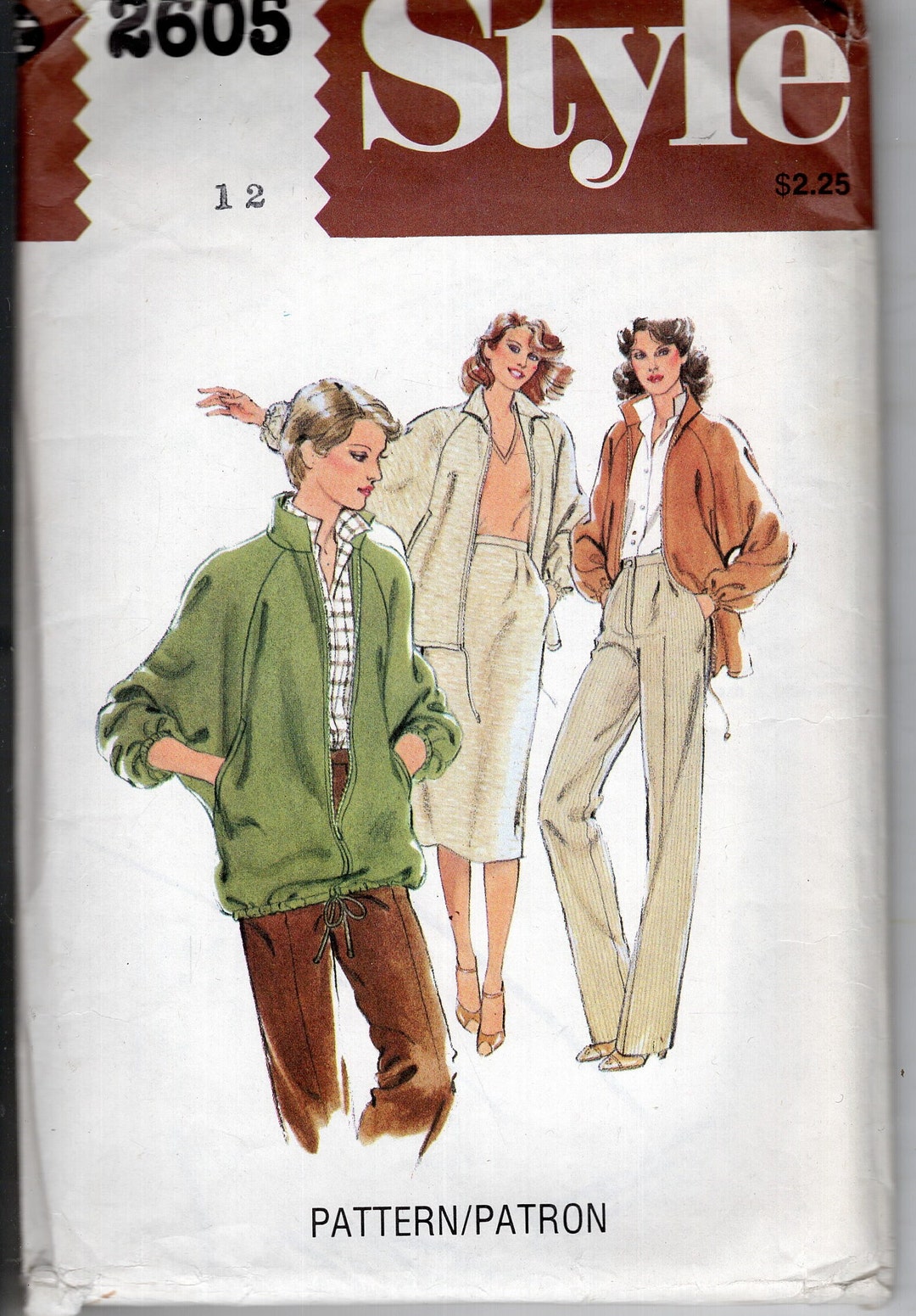 1979 Style 2605, Sewing Pattern, Ladies Casual Jacket Skirt Trousers ...