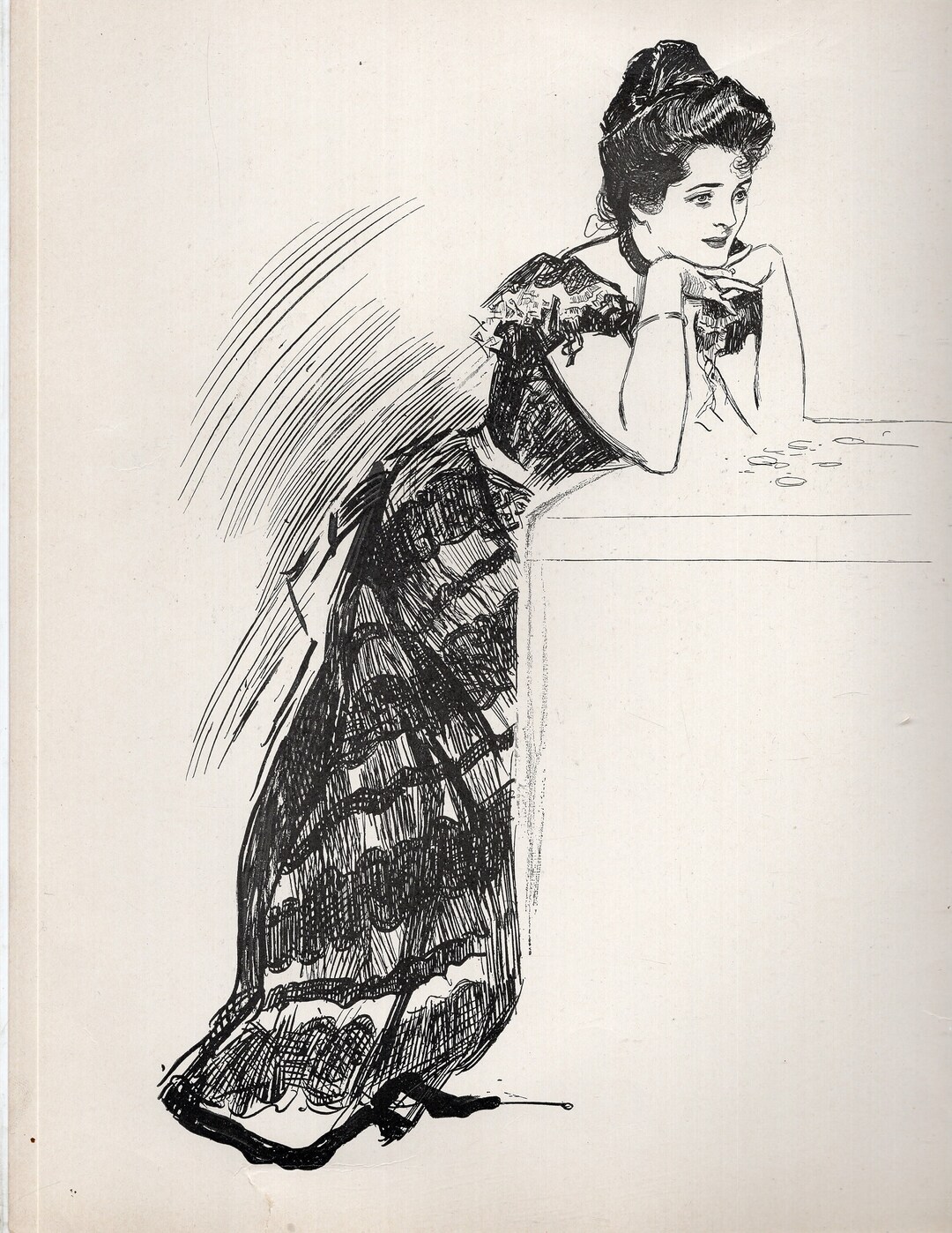 Antique 1899 Print, C D Gibson, 1894 to 1901, This Gibson Girl, at ...