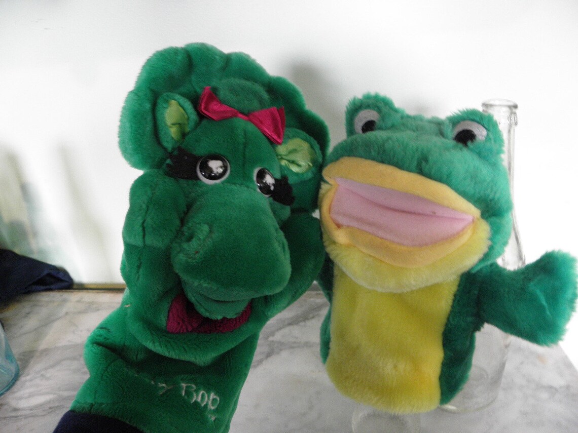 2 Hand Puppets Baby Bop 1992 and Her Friend Frog - Etsy