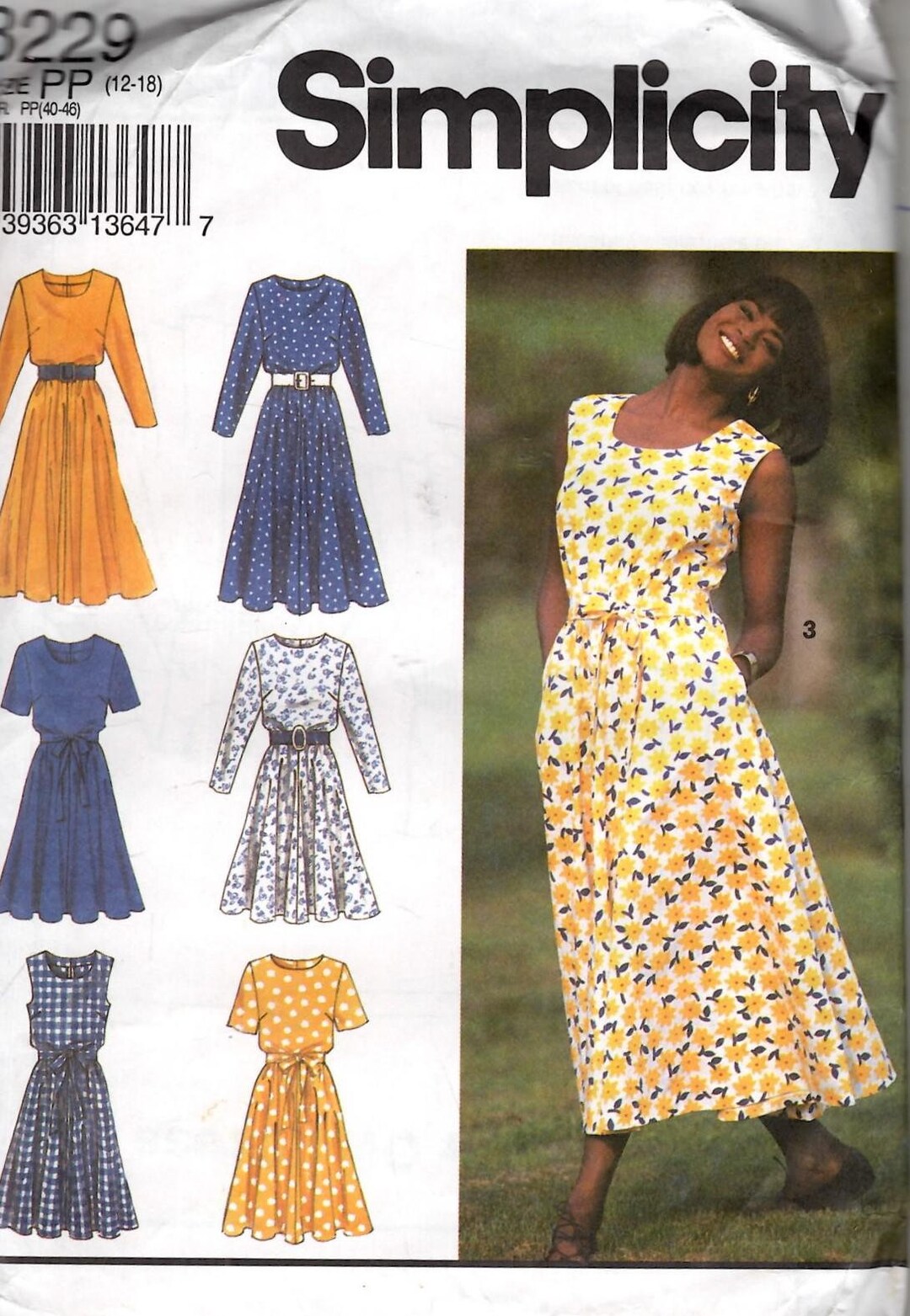 NEW Uncut, Sewing Pattern, 8229 Simplicity, Ladies Size 12 to 18, Dress ...