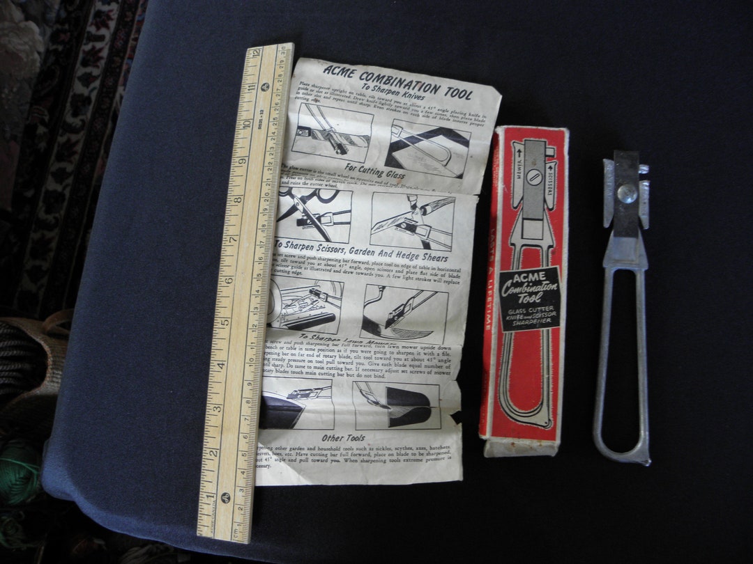 Vintage Acme Combination Tool, Glass Cutter, Knife, Scissor Sharpener ...