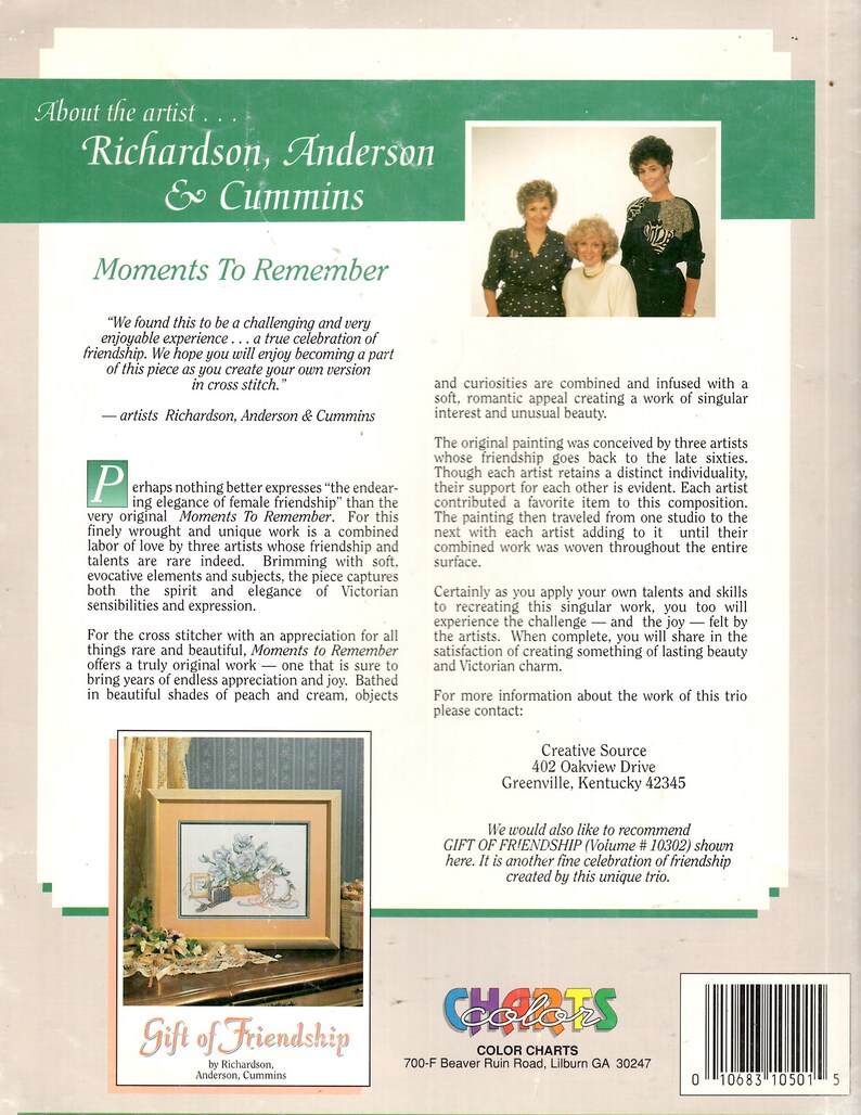 Vintage 1990 Cross Stitch Moments to Remember Color Charts - Etsy