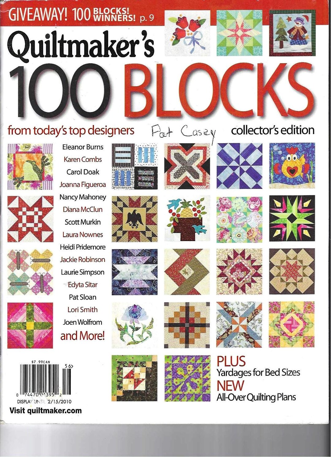 100 Quilt Blocks, From Quiltmakers, Spring 2010, Full Size Patterns ...