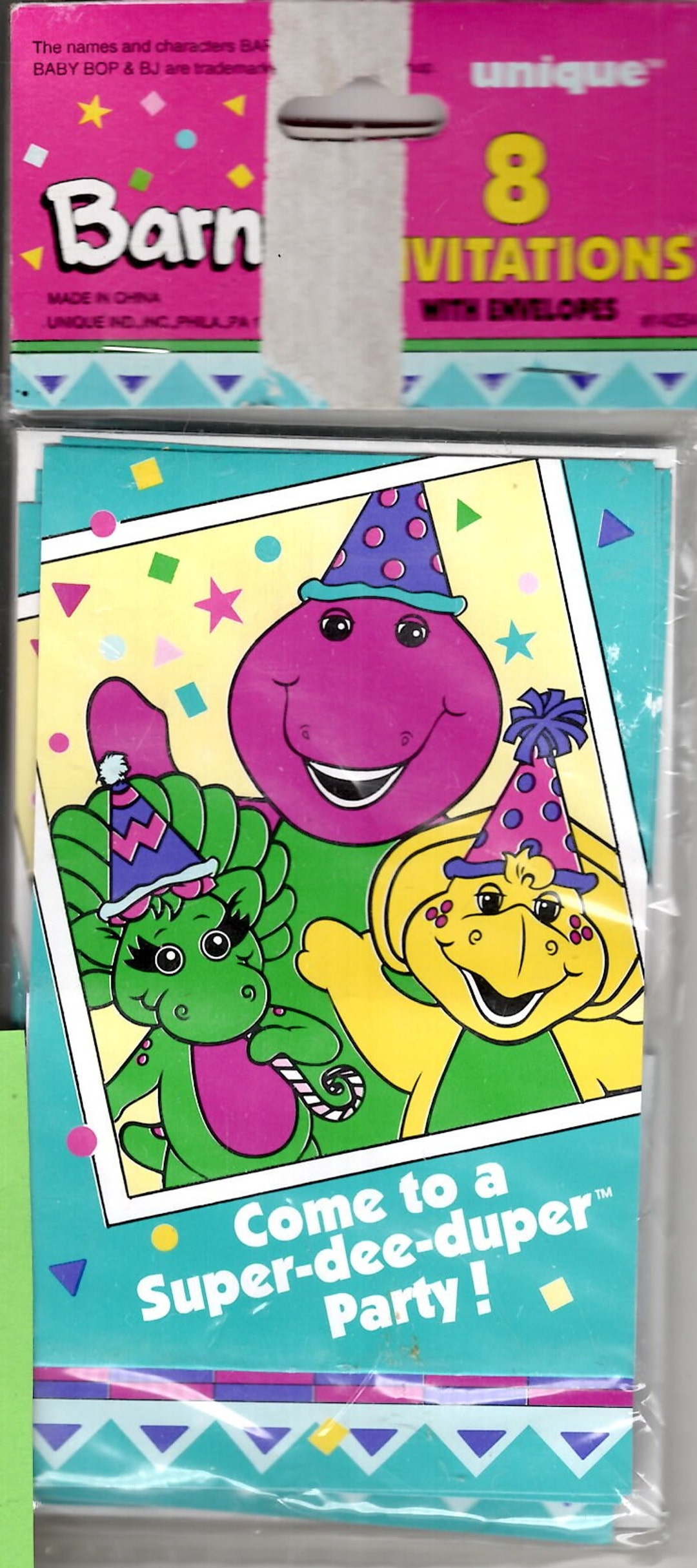 8 Vintage, 19892, Barney, Party Invitations, NEW, Still Sealed, With ...