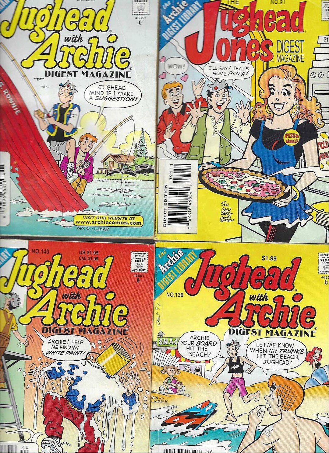 4 Jughead Comics, Archie Digest Library, Single Digest, No 91 No 136, No 140 No 142, VG ...