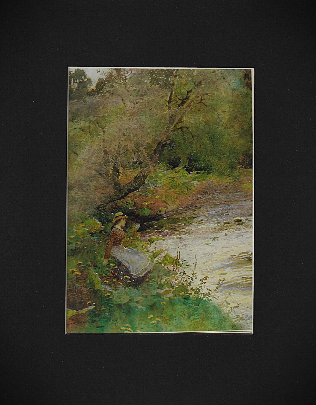 Riverside Scene, Thomas Mackay, Circa 1900, 1984 New Print, Matted ...