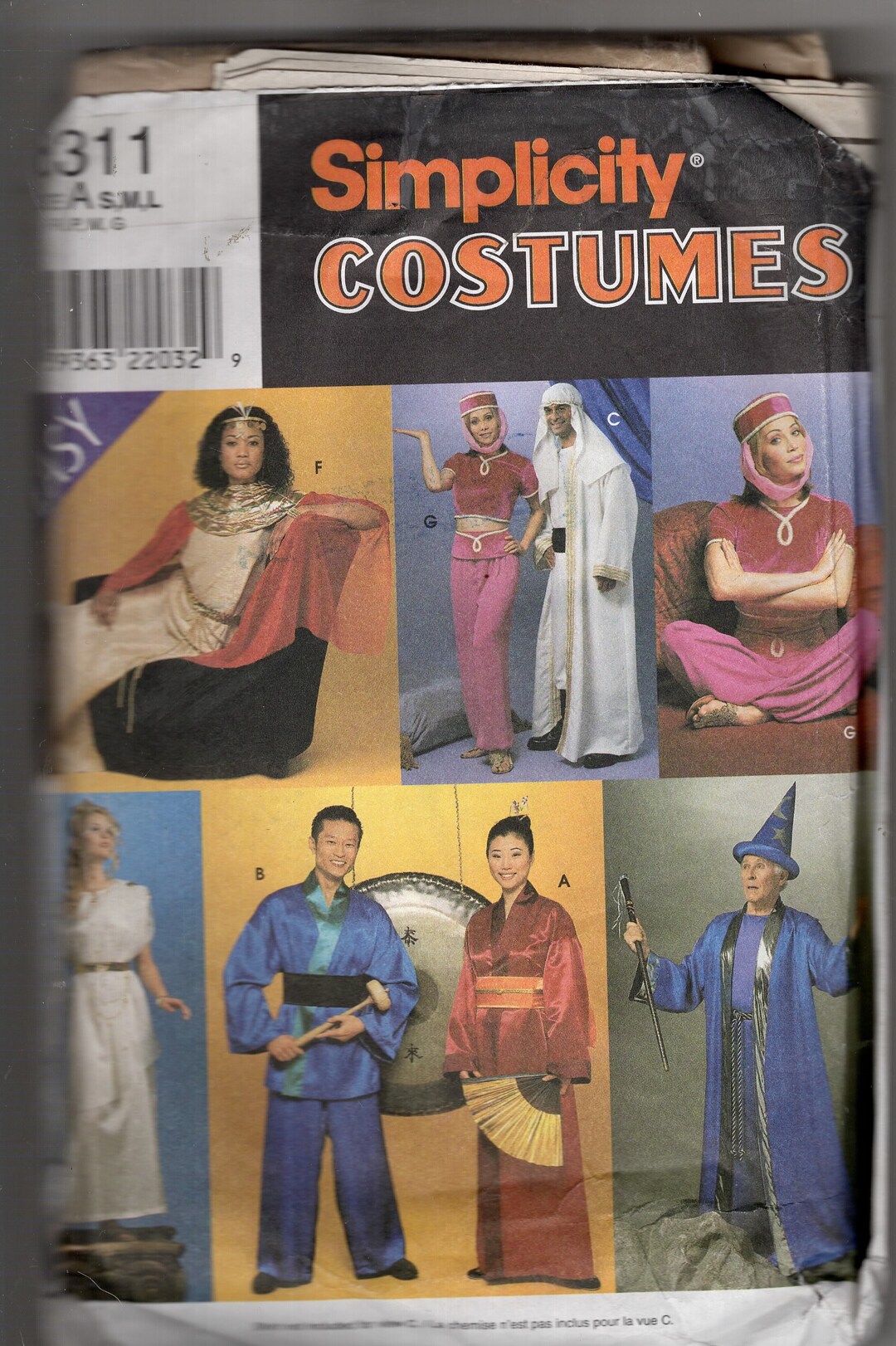 UNCUT Costume Pattern Simplicity 8311 Egyptian Lady, Genie Arab Man ...