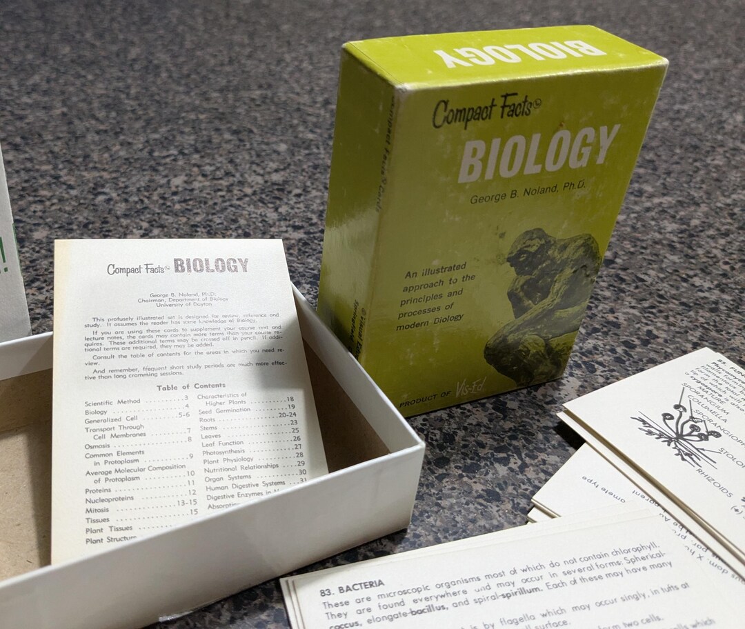 1964, Compact Facts Biology, 64 Flash Cards, Vis Ed, Cards Are Dated ...