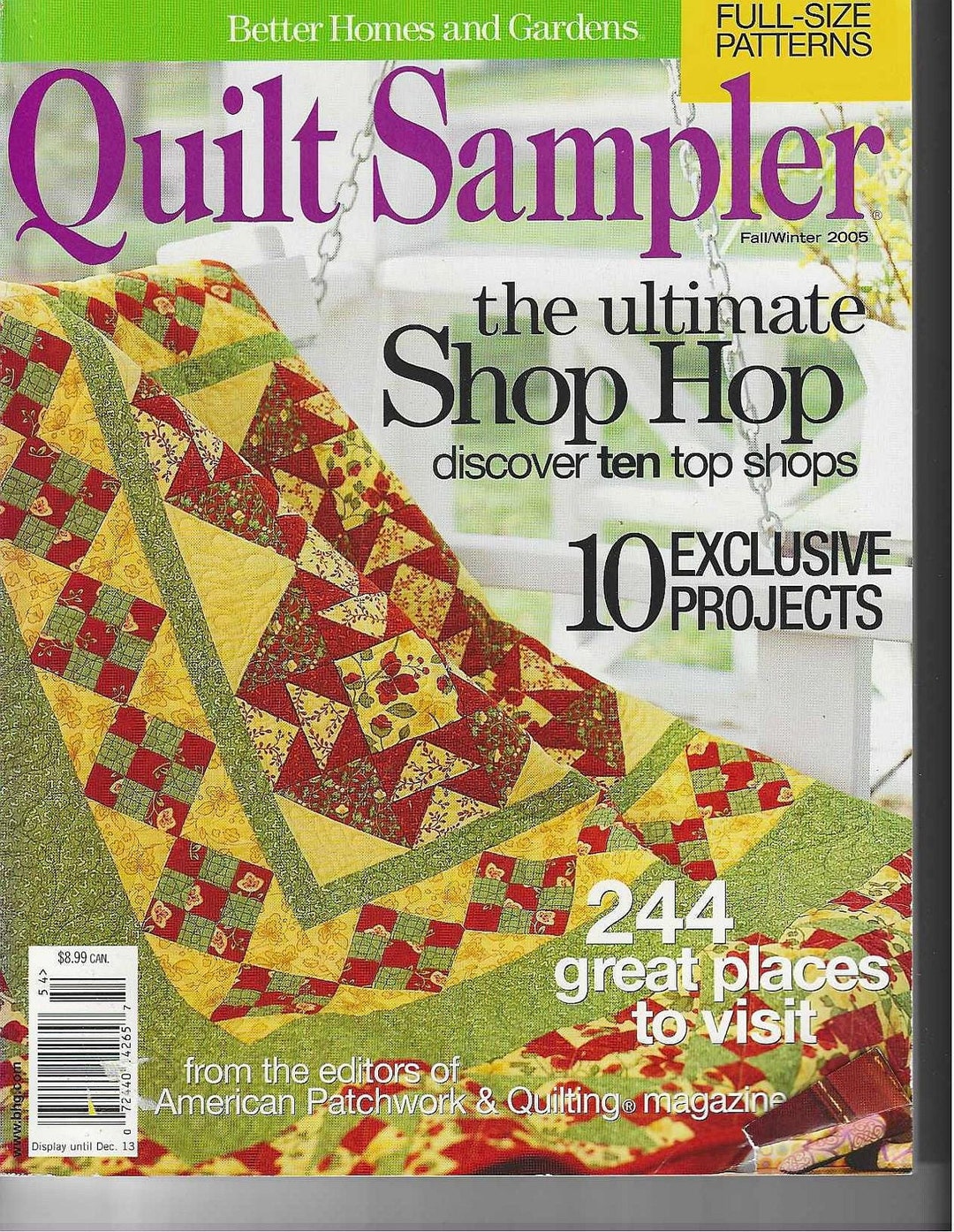 Fall Winter 2005, Quilt Sampler Magazine, BH&G, 10 New Projects, Quilt ...