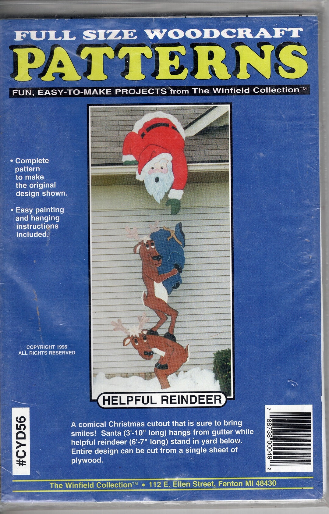 NEW Vintage 1990s, Santa, Helpful Reindeer, Woodworking, Winfield ...