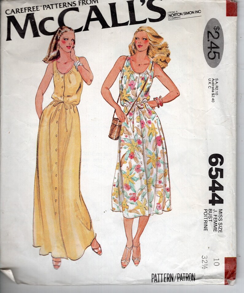 Vintage 1979 Ladies Summer Dress Sewing Pattern Size 10 - Etsy