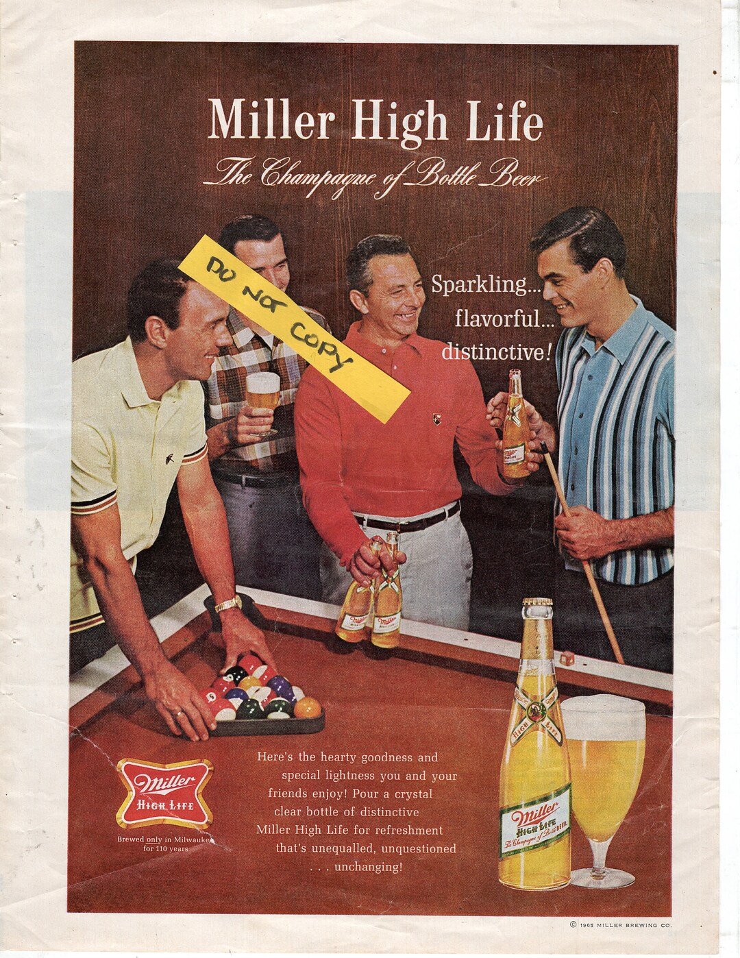 Vintage Magazine Ad, 1963 Miller High Life, Ready for Framing,8.75 by 6 ...