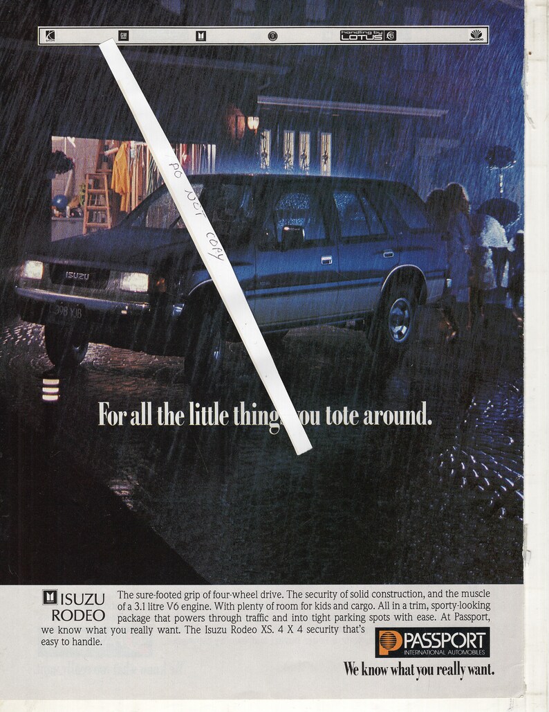 Vintage 1990s Isuzu Rodeo 4WD Auto Advertisement 8 by 11 - Etsy