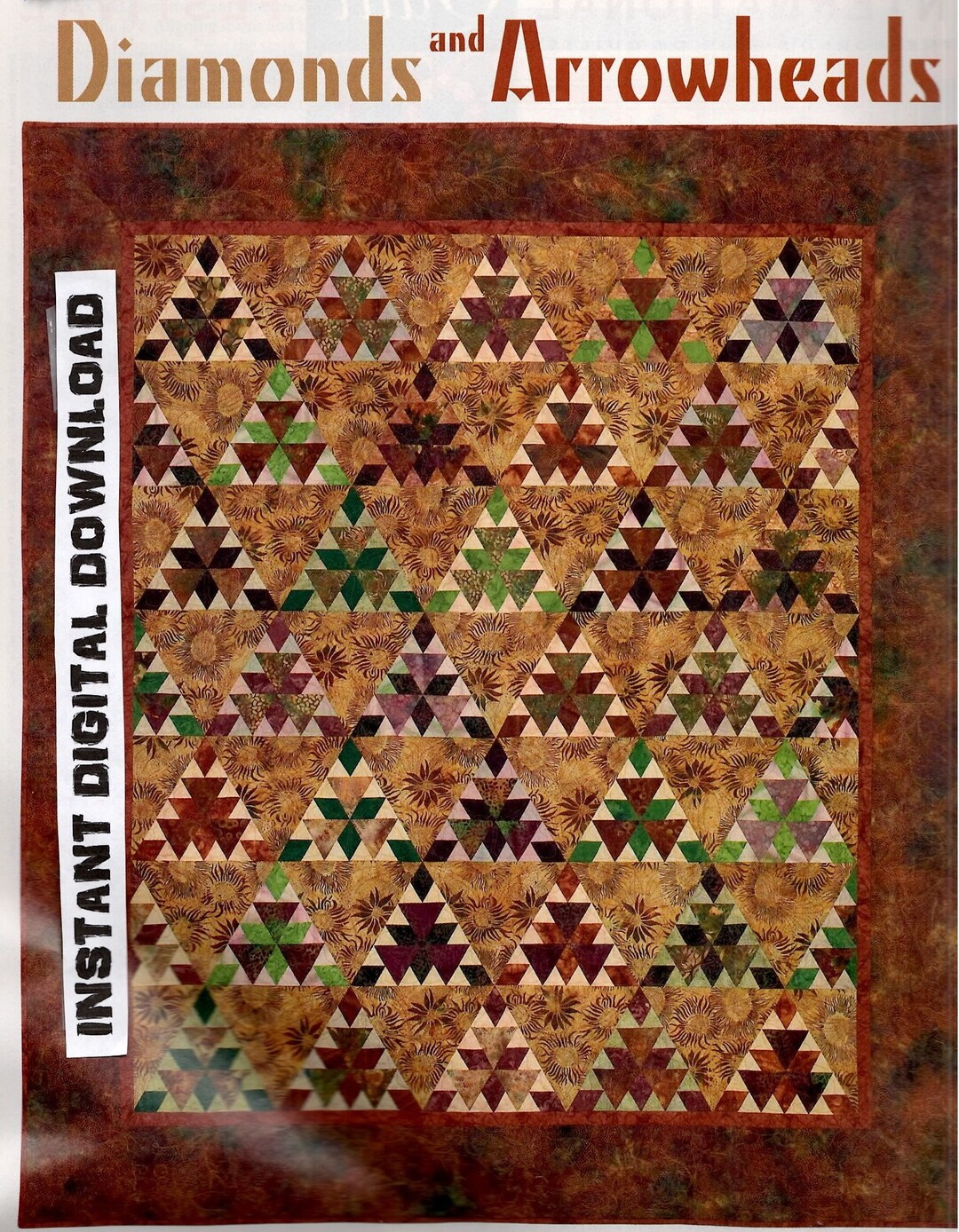 Diamonds and Arrowheads, Quilt Pattern, 67 by 79 Inches, Full Size Patterns, Digital Download - Etsy