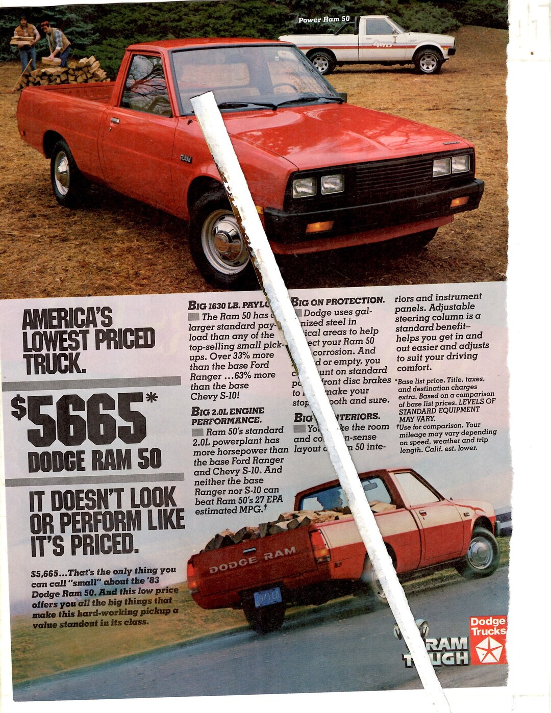 Vintage 1983, Truck Magazine Ad, Dodge Ram Pickup, Ram Tough, Ready for ...