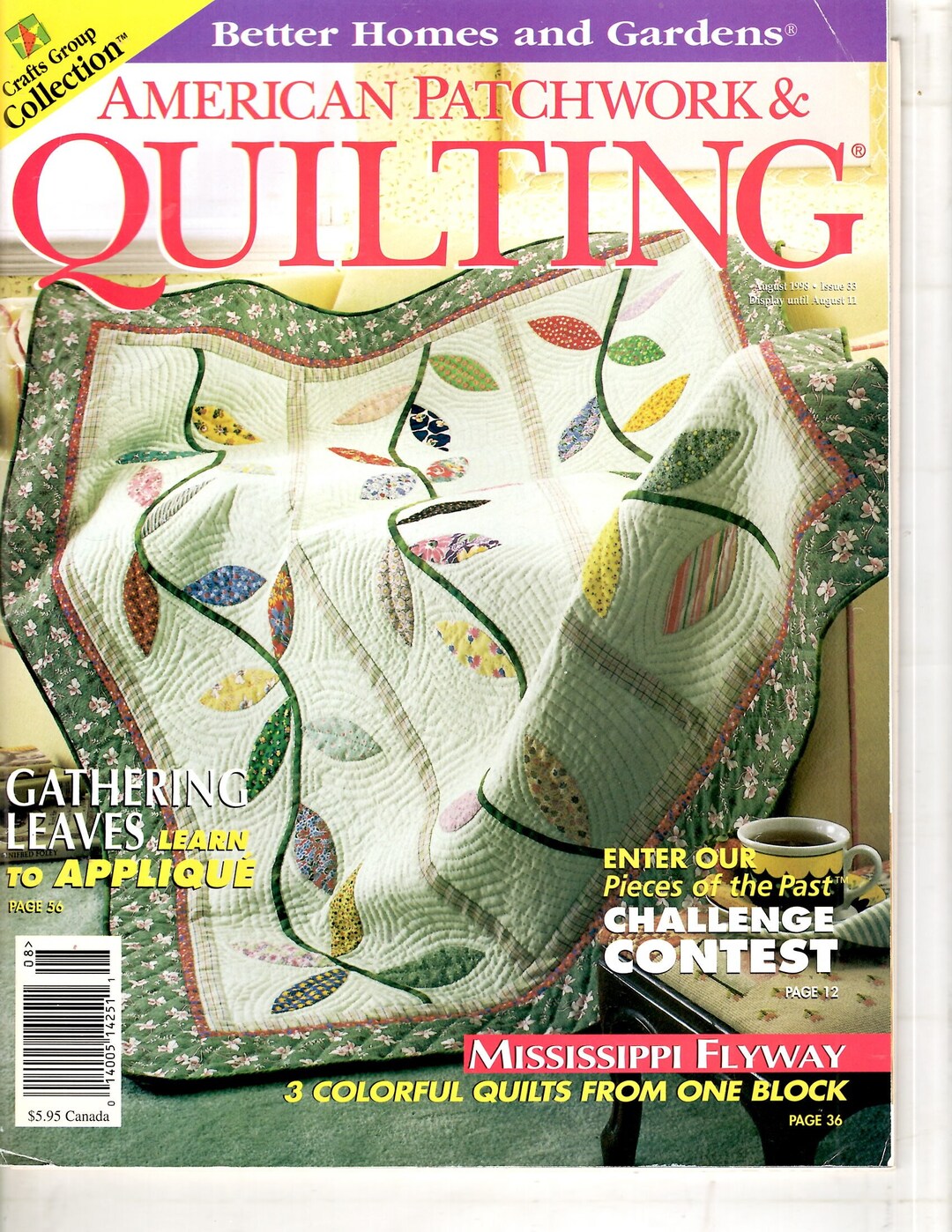 Aug 1998 Issue 33, American Patchwork and Quilting, Magazine, Pull Out Section, Pattern Insert ...