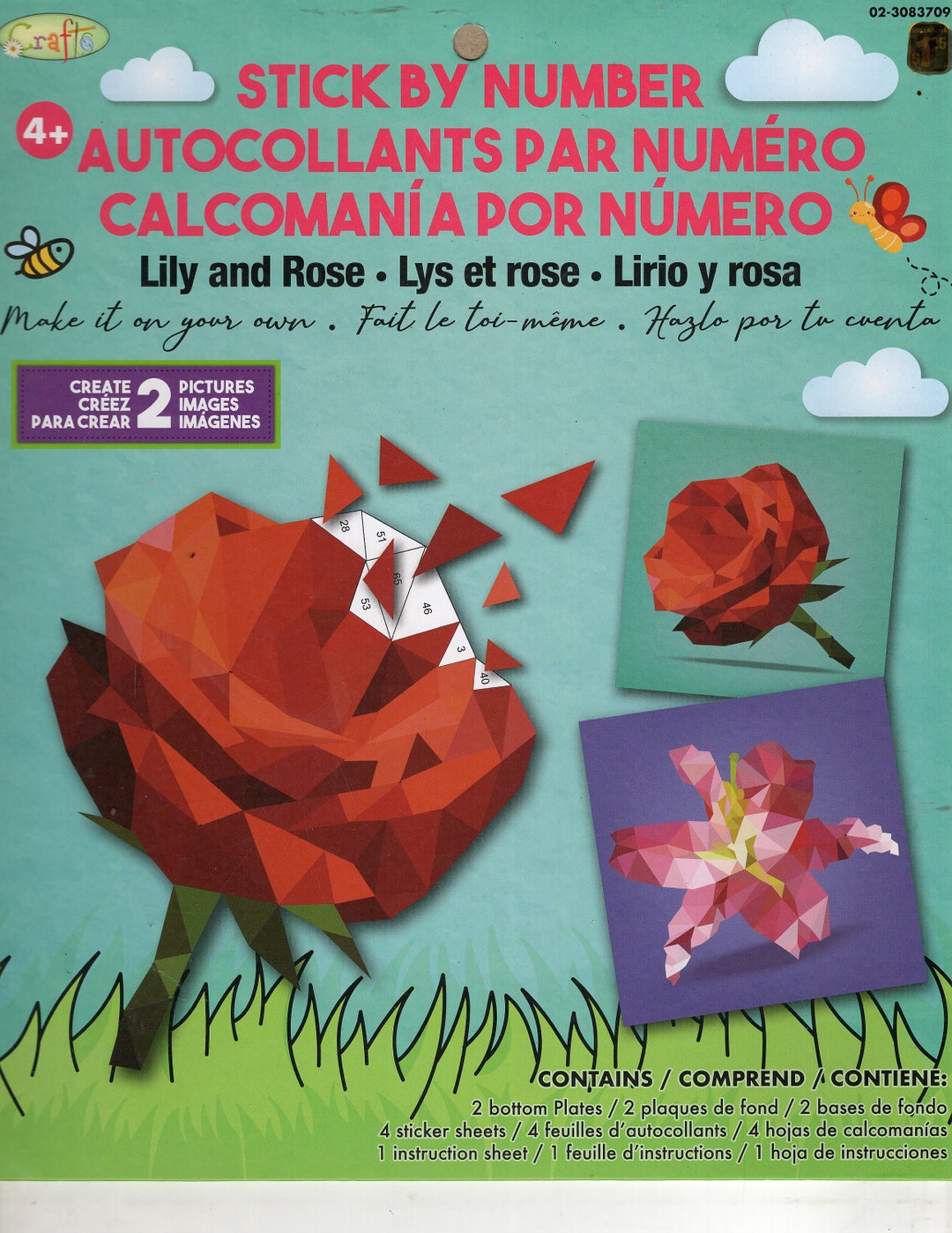 Stick by Numbers, Paper Craft Kit, 3D Flowers, Lily and Rose, NEW Kit ...