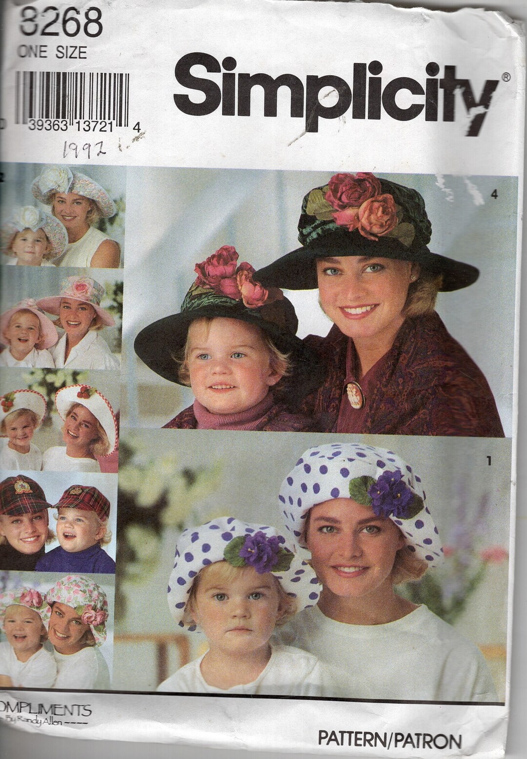 Girls and Misses, Simplicity 8268, 2 Sizes, Hat Patterns, 4 Versions ...