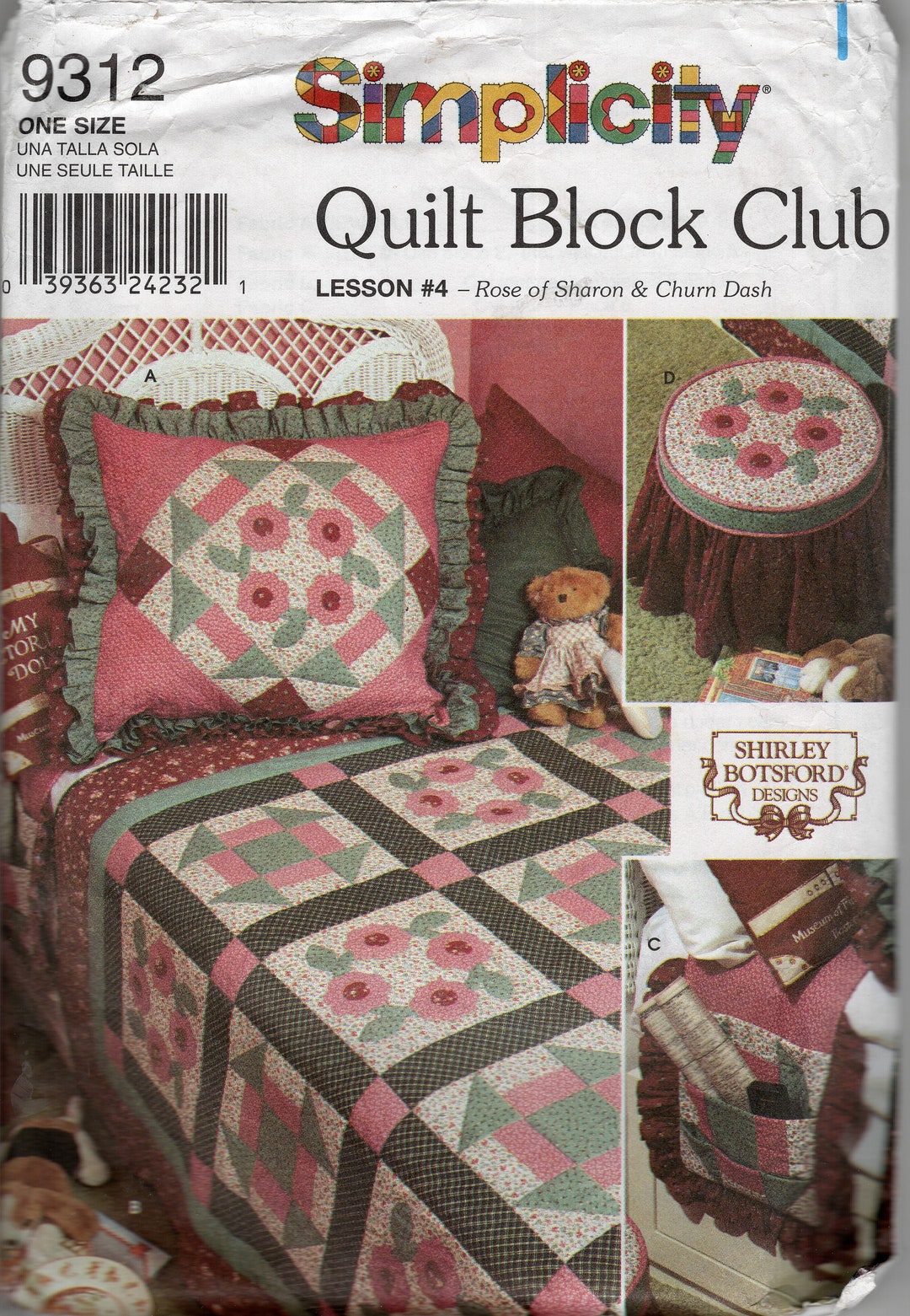 New Quilt Pattern Simplicity 9312, Rose of Sharon, Churn Dash, Blocks ...
