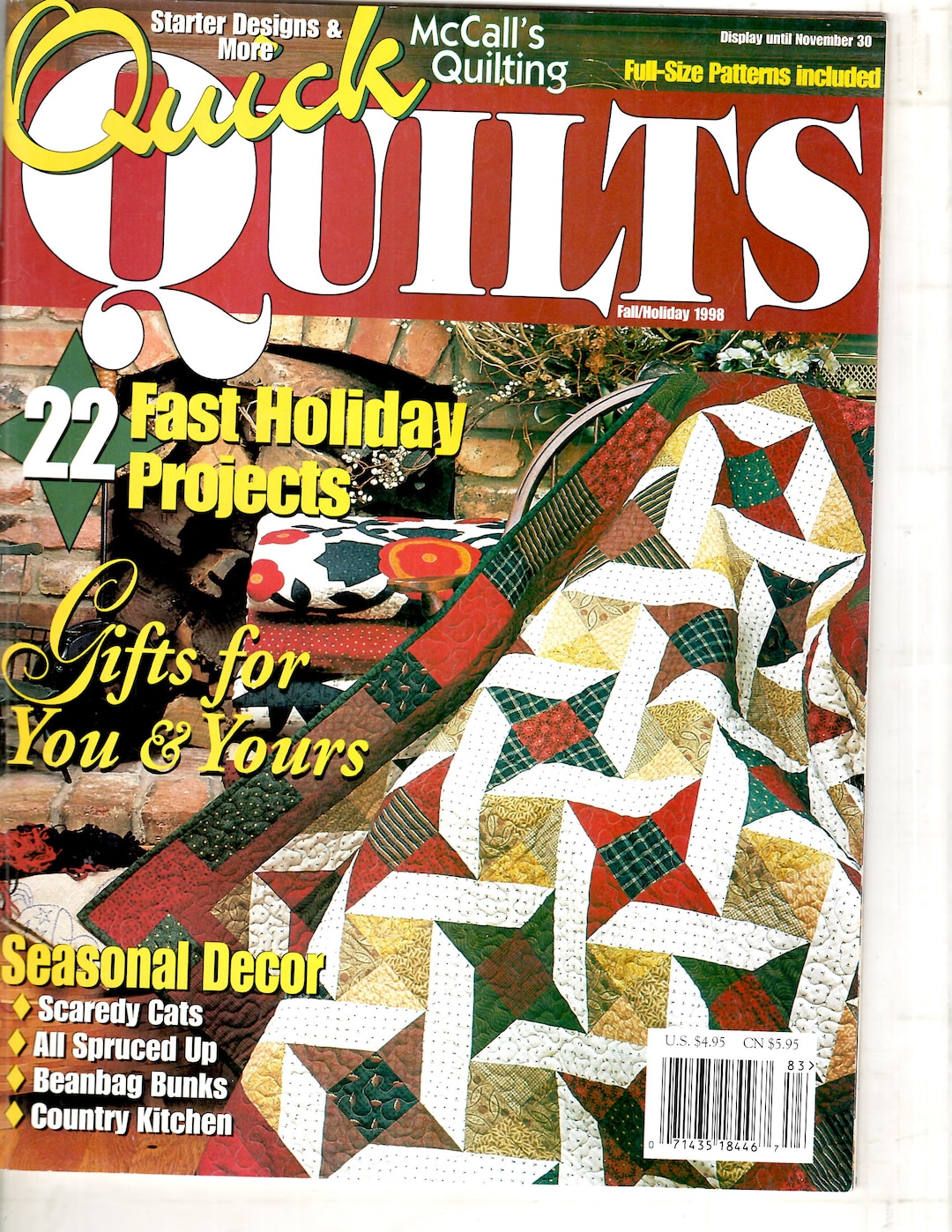 Fall 1998, Mccalls Quick Quilts, Magazine, 22 Simple Patterns, Full ...