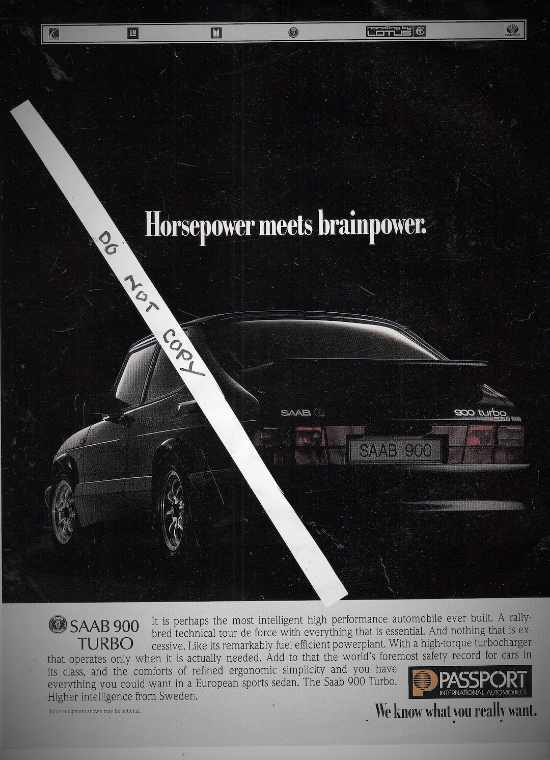 Vintage Magazine Ad, Late 1980s, Saab, 900 Turbo 16, Ready for Framing ...