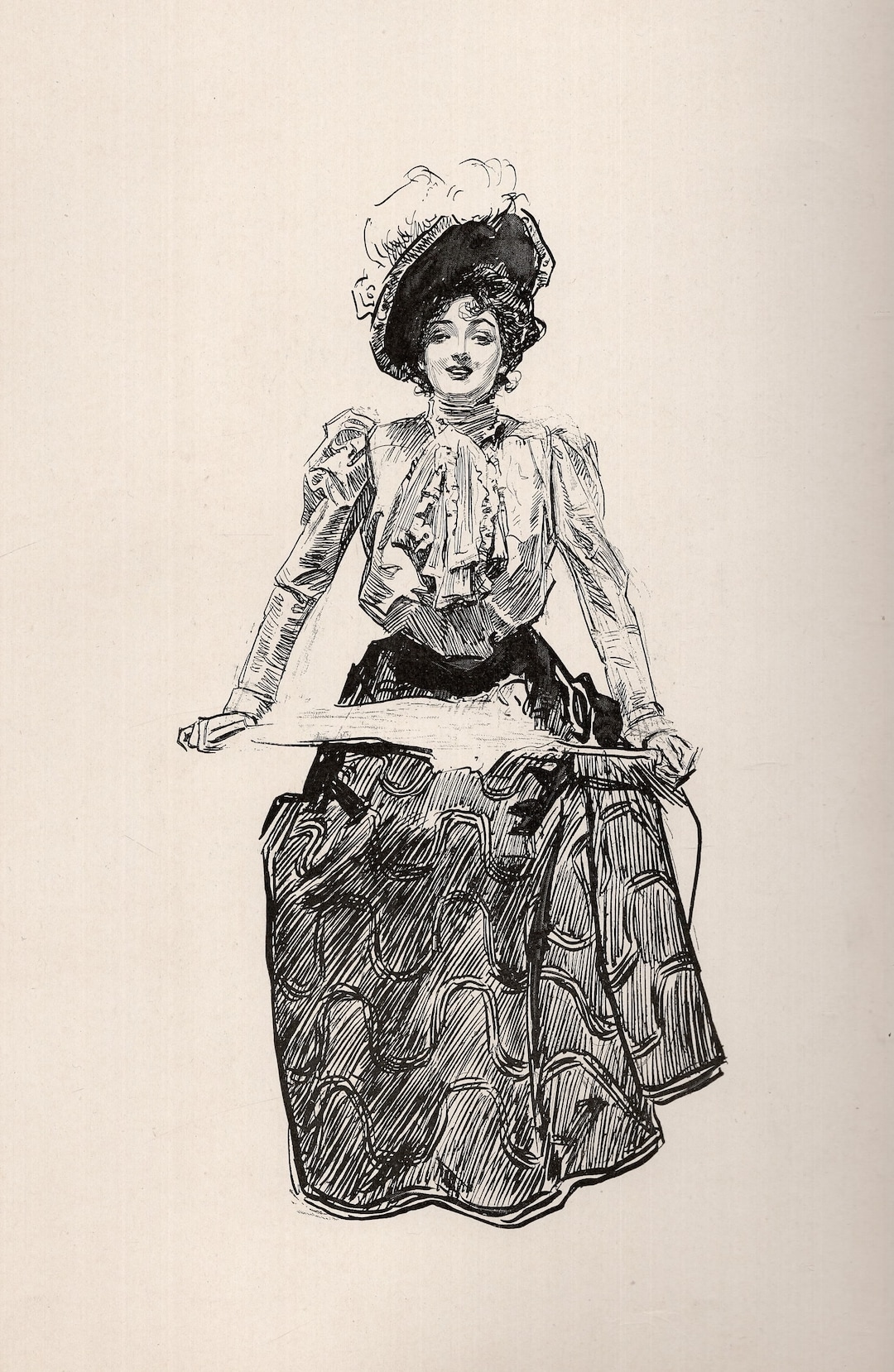 Antique 1896 Print, C D Gibson, This Gibson Girl, the Day of the Race ...