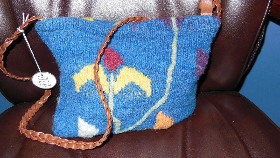 Mid Sized Purse, Made From Hand Knit Sweater, 38 Handle, Toggled ...