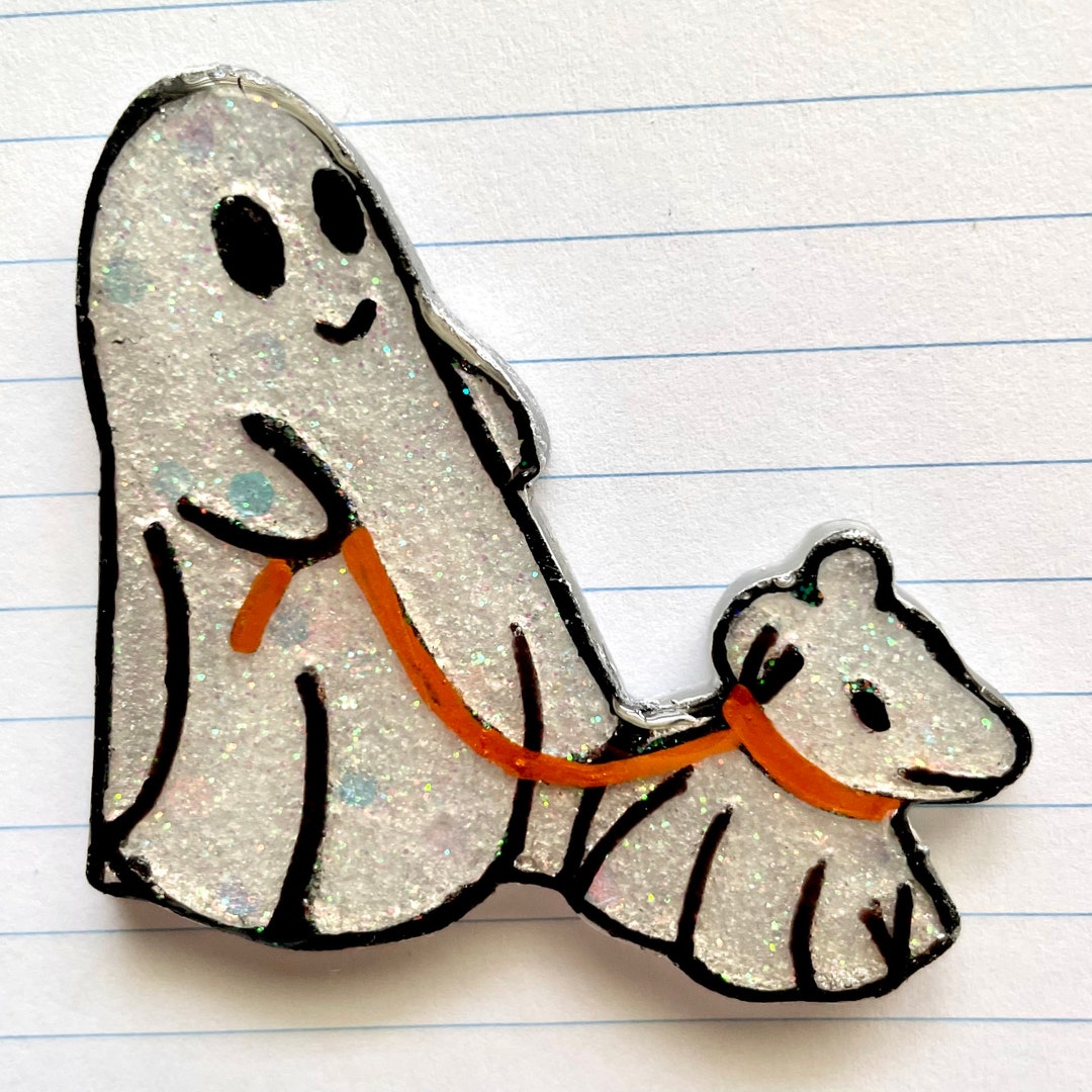 Ghost Walking Ghost Dog Pin Brooch - Etsy