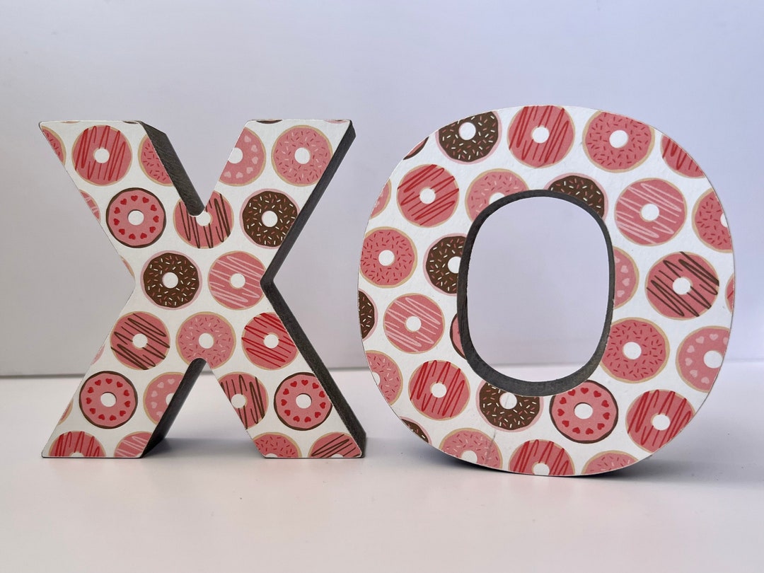 XO Wood Letters, Donuts, Valentine’s Day Decor, Mantle Decor, Tiered ...