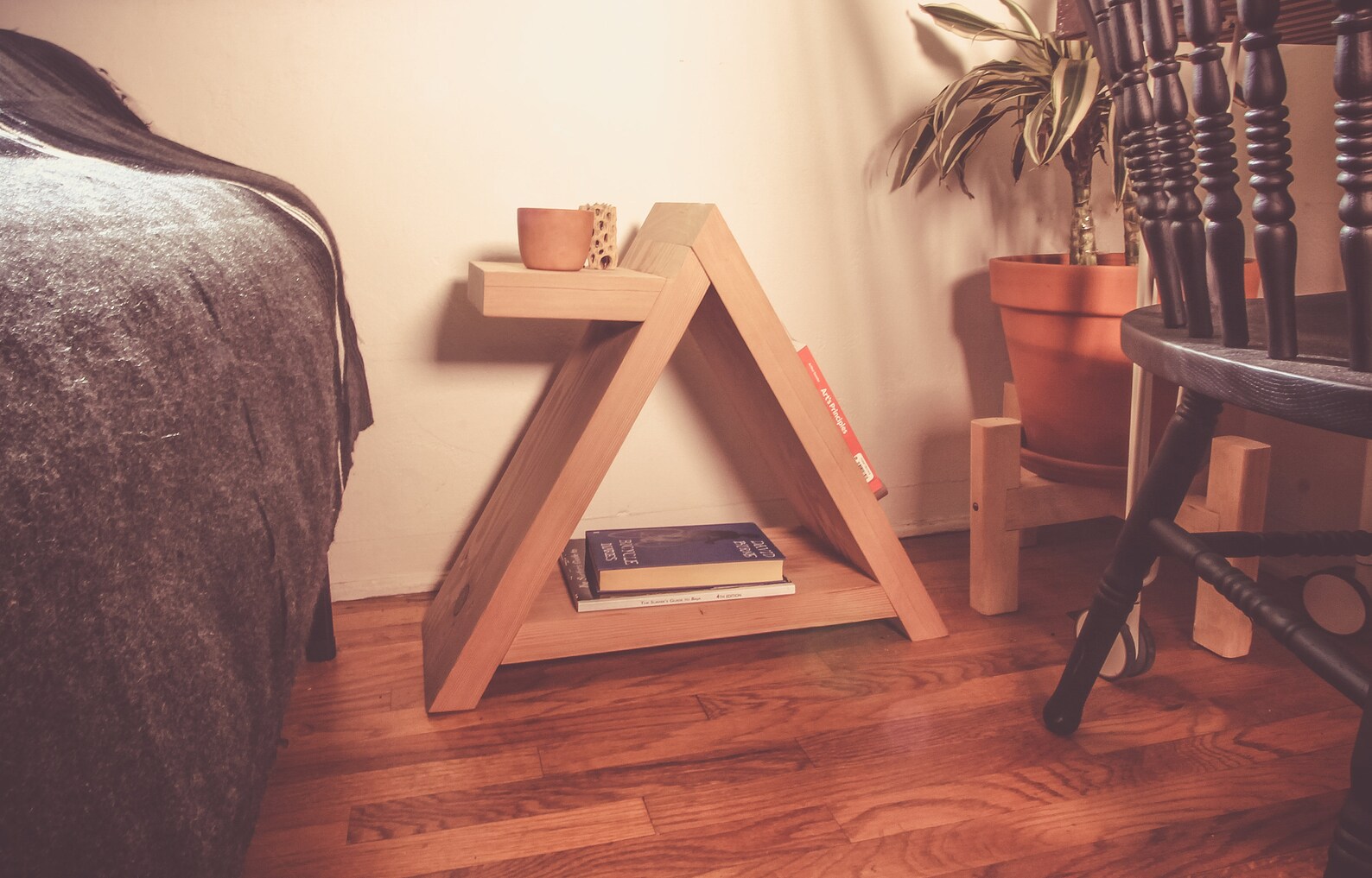 Pyramid - Side Table, Wooden Triangle End Table, Reclaimed Wood, Coffee ...