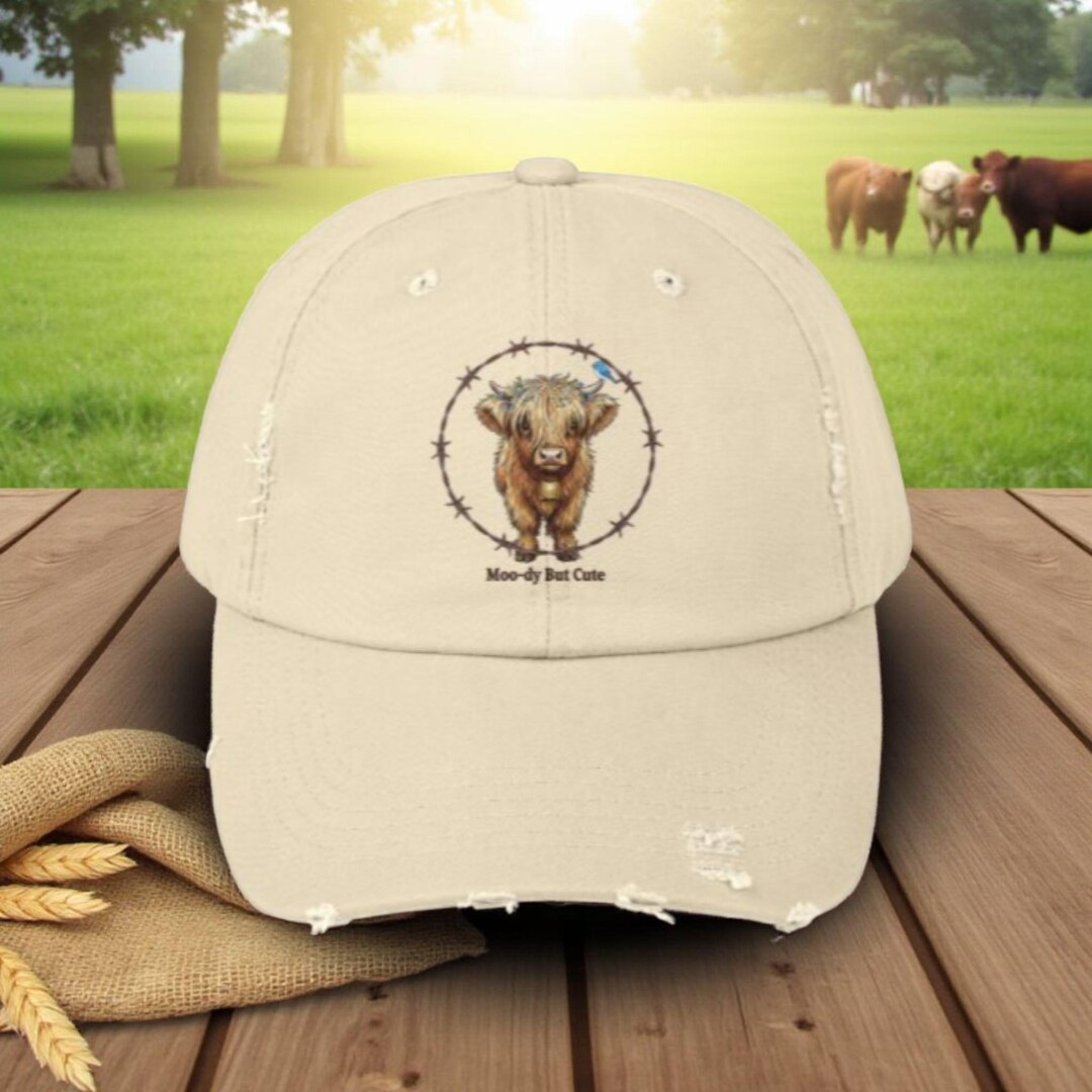 Distressed Highland Cow Cap: Unisex Cotton Twill Hat - Etsy