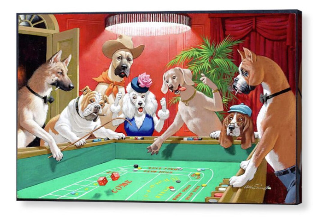 Dogs Playing Craps by Arthur Sarnoff Famous Canvas/ Photo / Fine Art ...