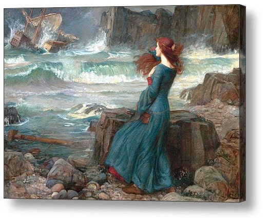 John William Waterhouse Miranda the Tempest Canvas Box Art A4, A3, A2 ...