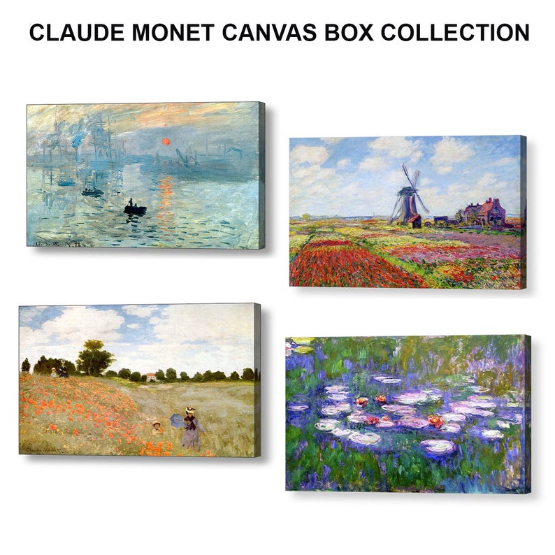 Claude Monet Canvas Box Collection, 4 X Beautiful Canvases, Sunrise ...